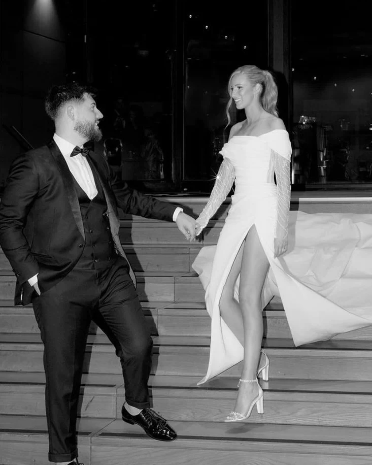 Alexandra - White Pearl Bridal Block Heel